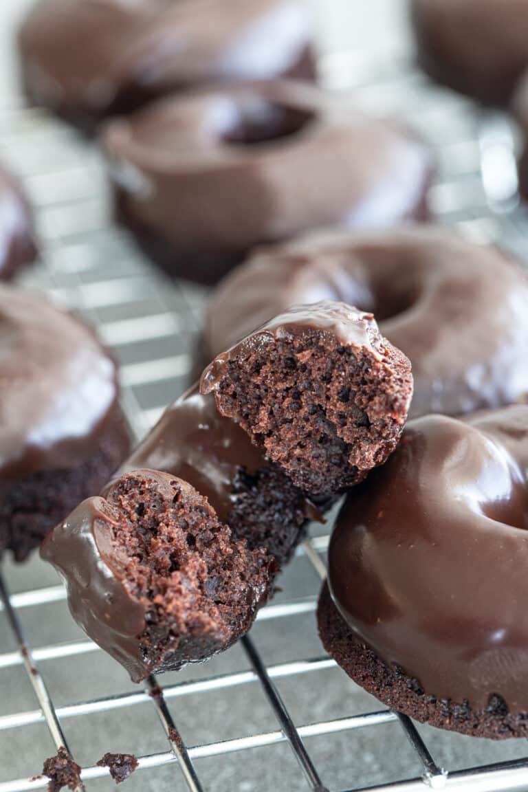 Glazed Baked Chocolate Donuts - A Red Spatula