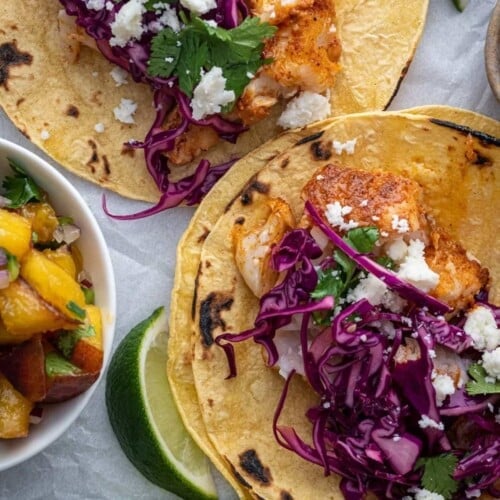 30-Minute Baked Cod Fish Tacos from Frozen Cod - A Red Spatula