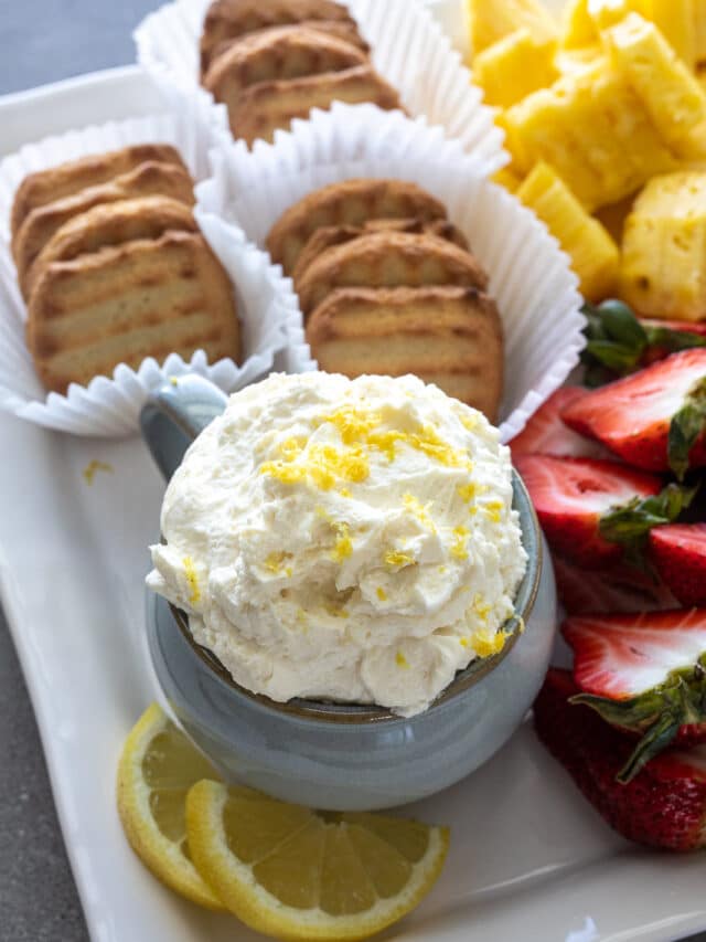 Creamy Lemon Mascarpone Fruit Dip - A Red Spatula