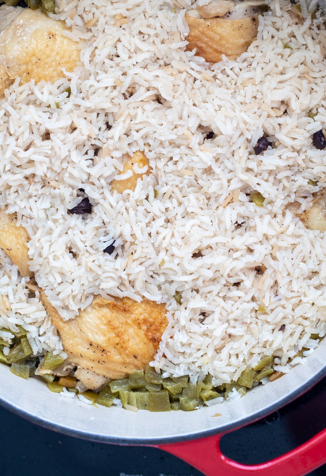 Skillet Chicken with Rice Black Beans and Chilis - A Red Spatula