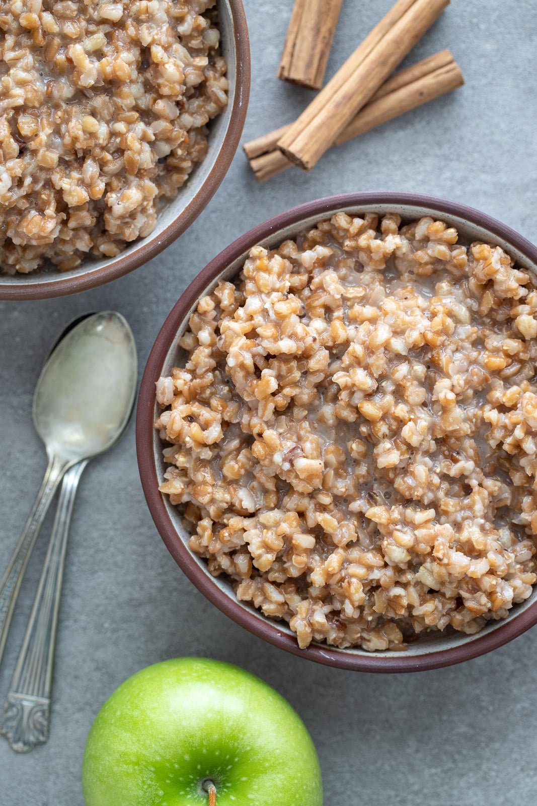 Spelt Berries Porridge with Cinnamon Apples - A Red Spatula