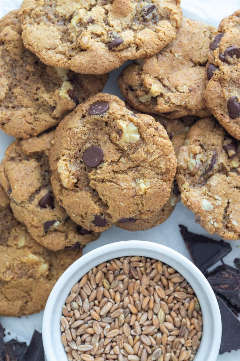 Chocolate Chip Spelt Cookies with Brown Butter - A Red Spatula