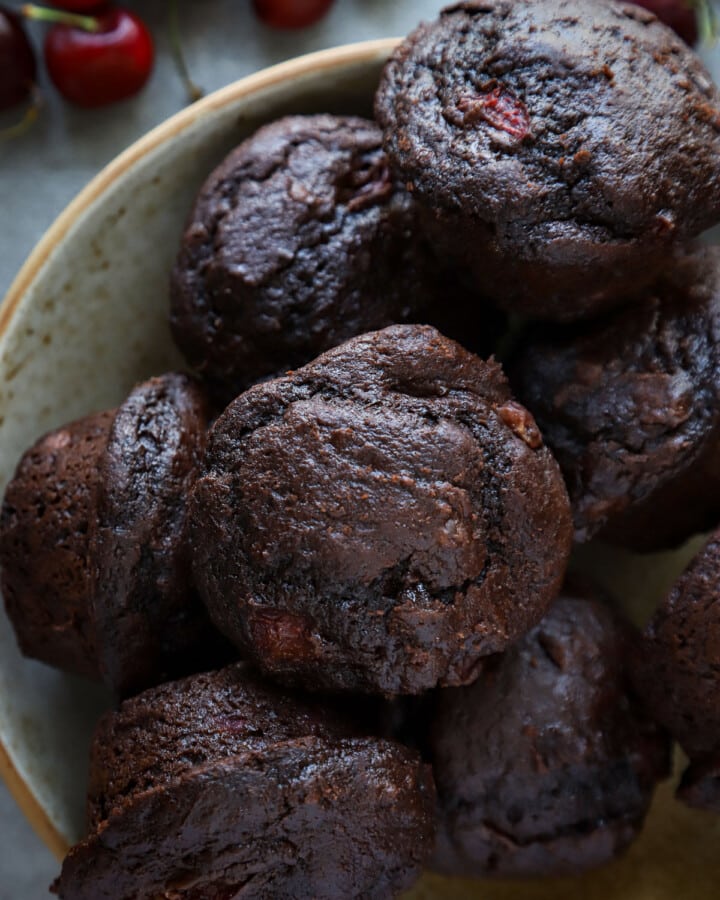 Double Chocolate Cherry Muffins - A Red Spatula