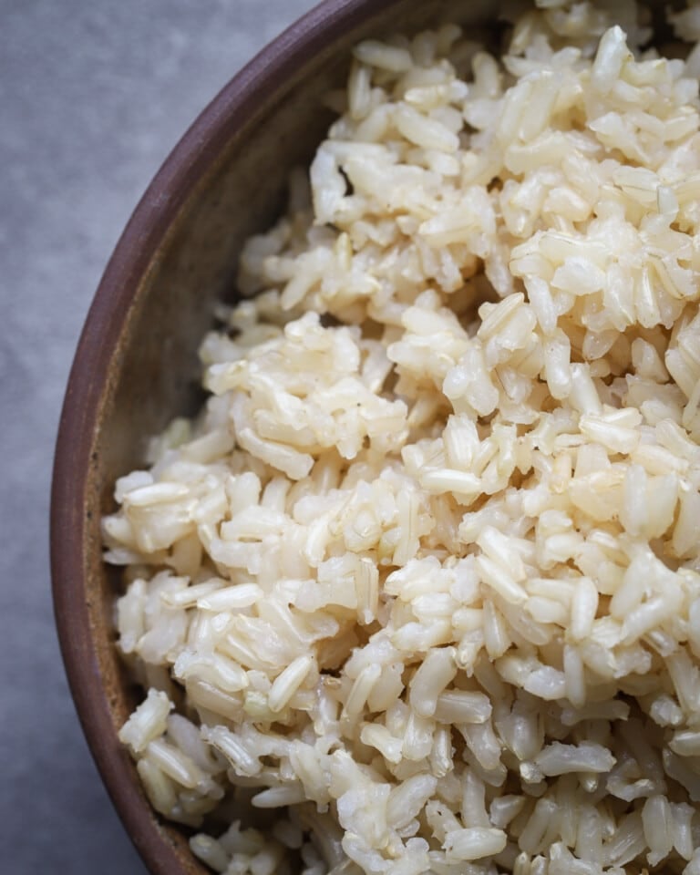 Fluffy Slow Cooker Brown Rice - A Red Spatula