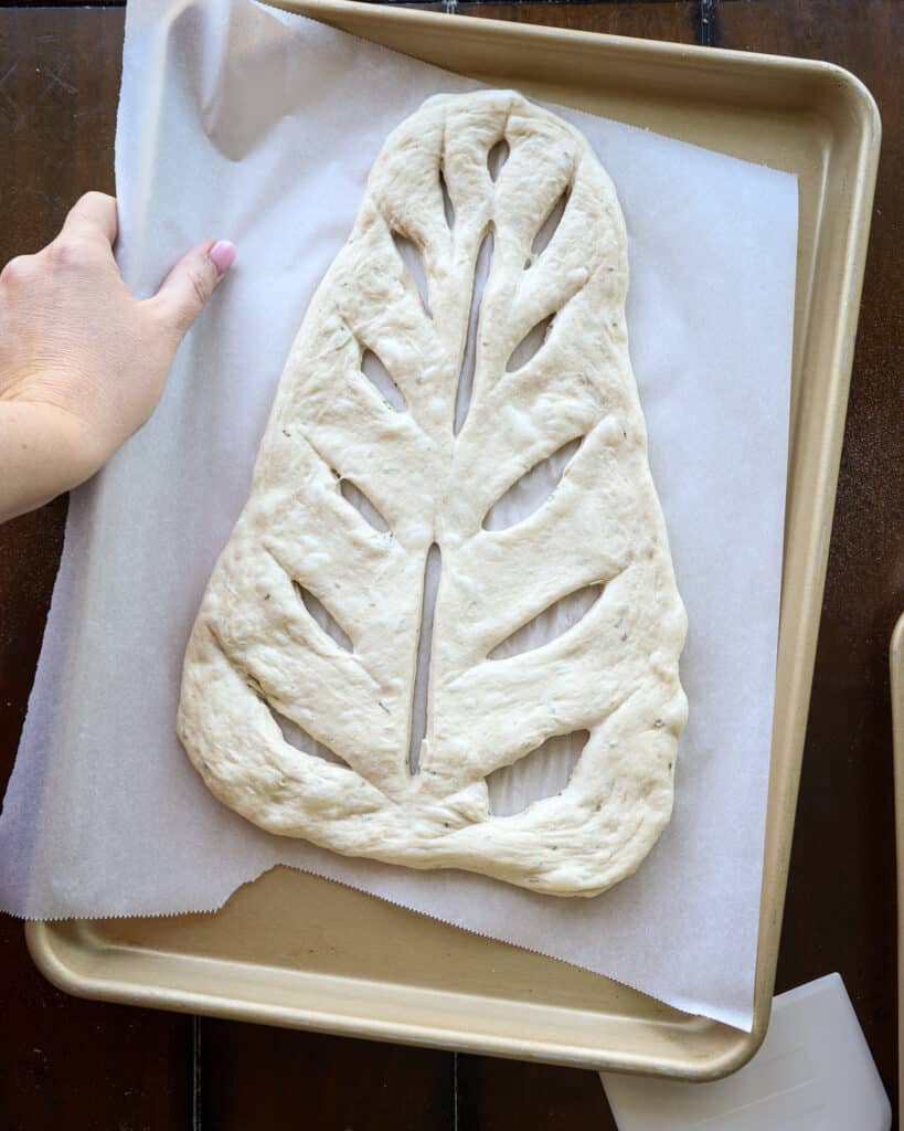 How To Make Homemade Herb Fougasse Bread Recipe - A Red Spatula