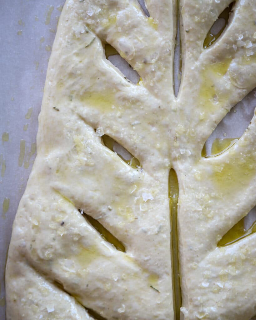 How To Make Homemade Herb Fougasse Bread Recipe - A Red Spatula