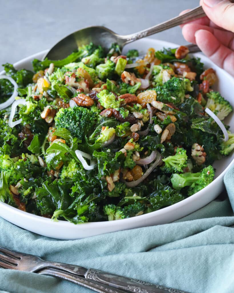 Crunchy Broccoli and Kale Salad - With Sprouted Wheat Kernels